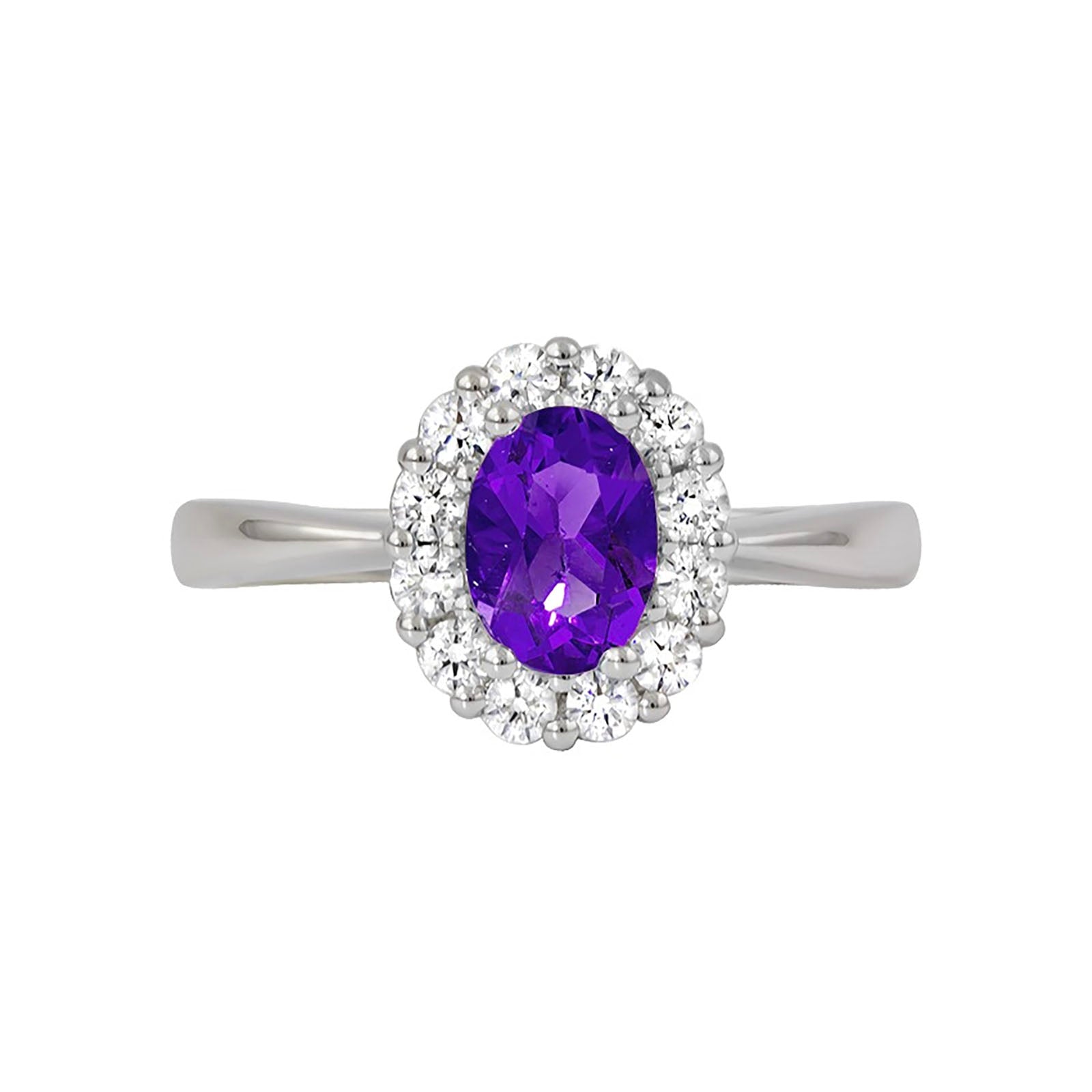 Amethyst and Diamond Halo Ring by Diamond Cellar | Diamond Cellar