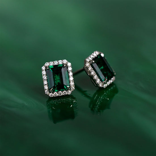Custom Designed Emerald and Diamond Earrings by Diamond Cellar ...
