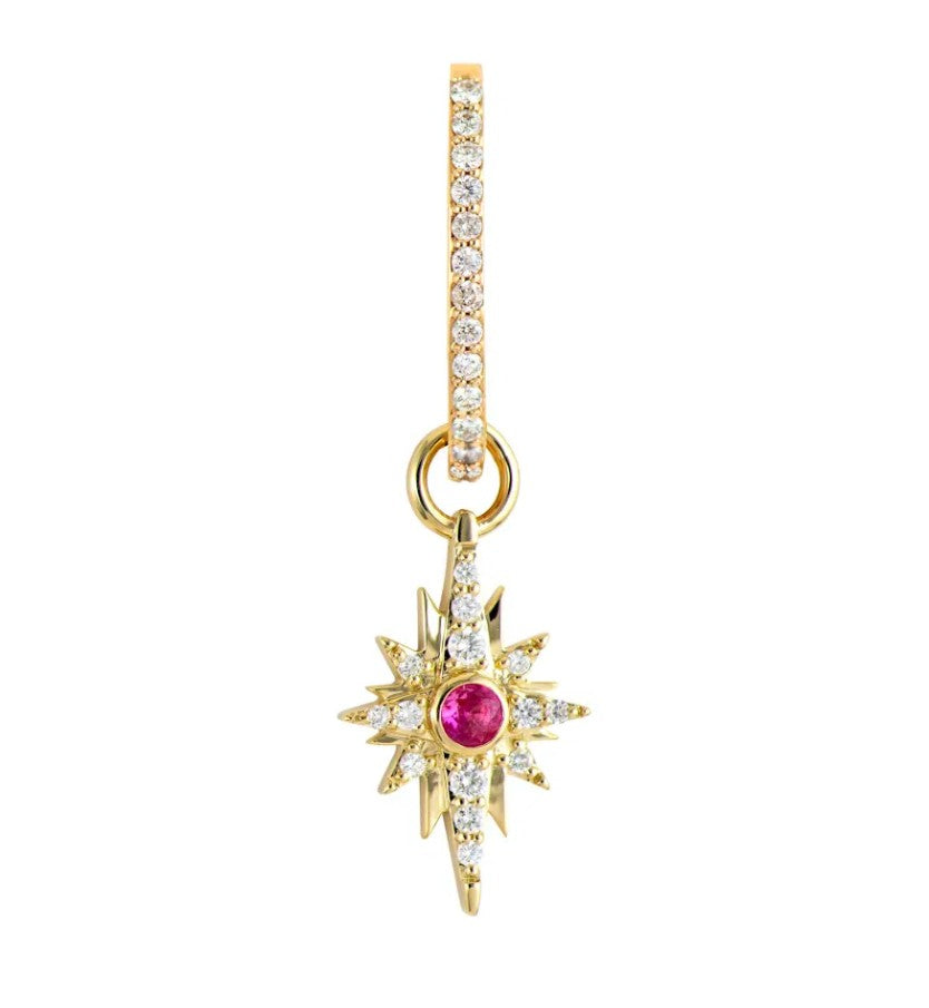 14KYG DIA & PINK SAP SINGLE SHOOTING STAR CHARM by Three Stories ...