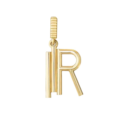 18k Yellow Gold Letter R Pendant by Viltier | Diamond Cellar
