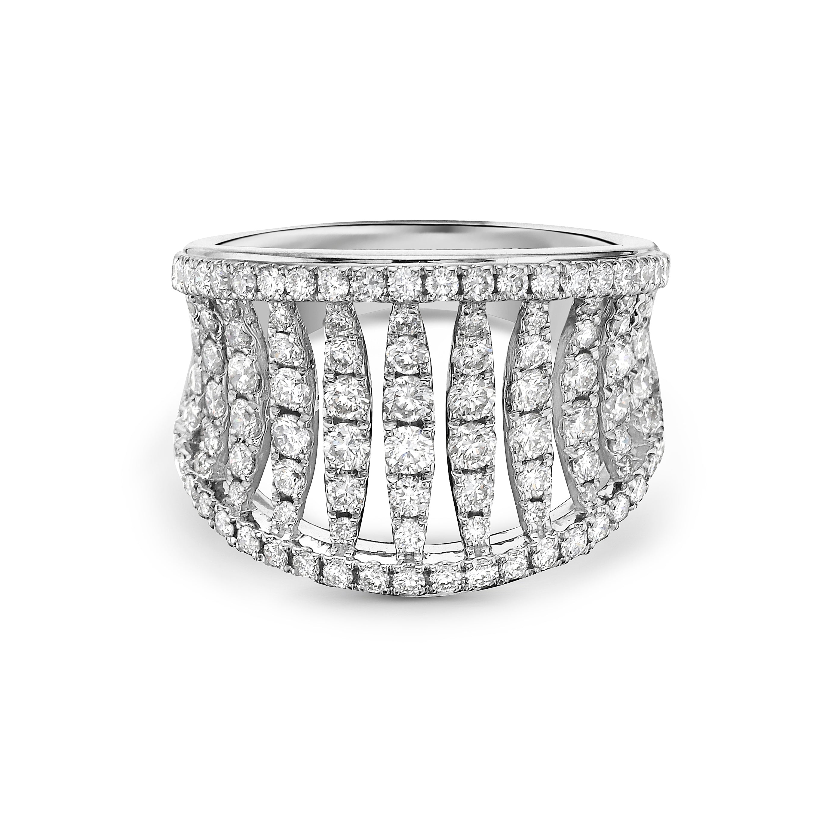 18k White Gold Birdcage Diamond Ring by Charles Krypell | Diamond Cellar