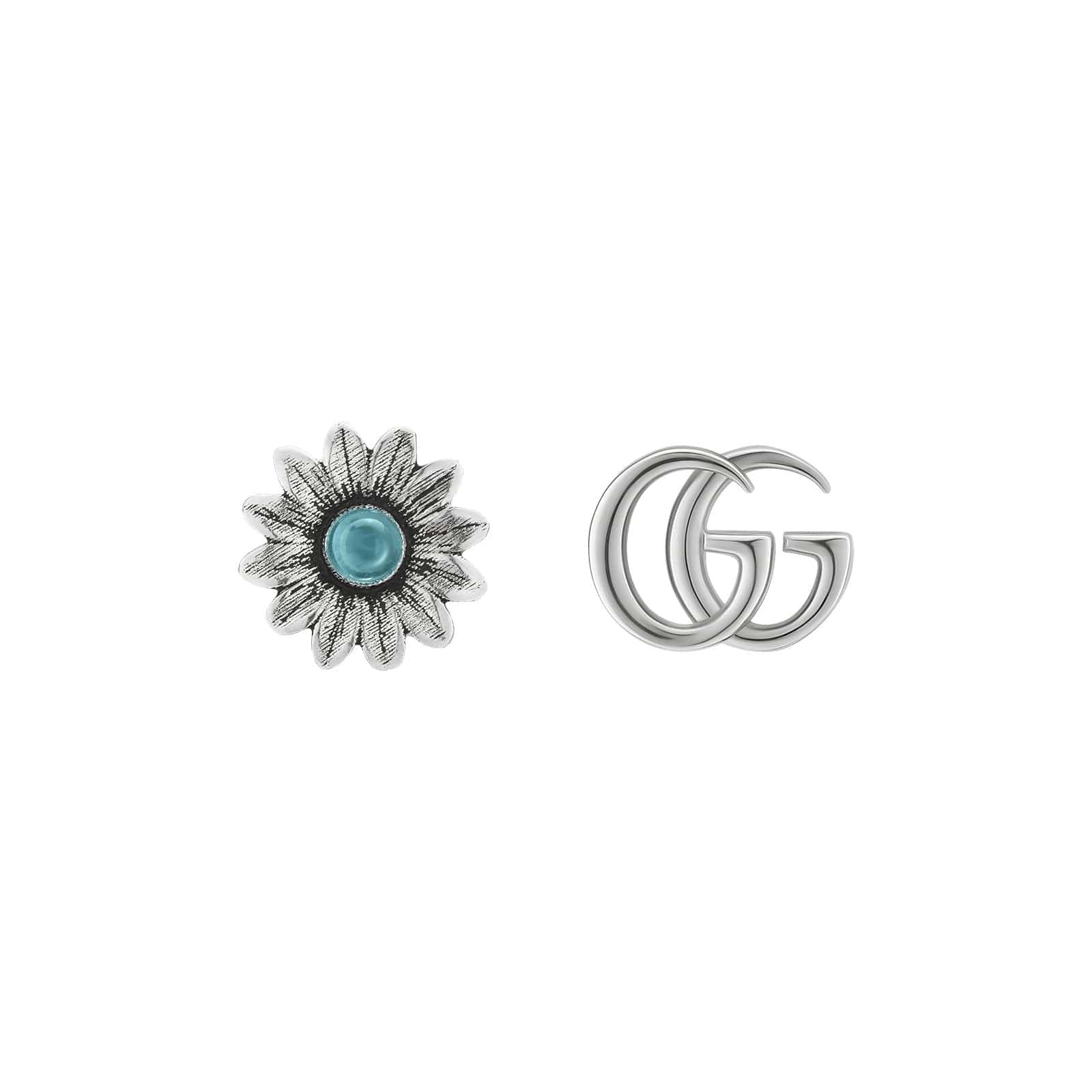 Blue Topaz Flower & Double G Studs by GUCCI | Diamond Cellar