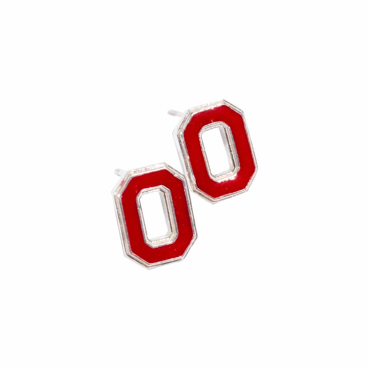 OSU Block "O" Studs with Red Enamel by Diamond Cellar | Diamond Cellar