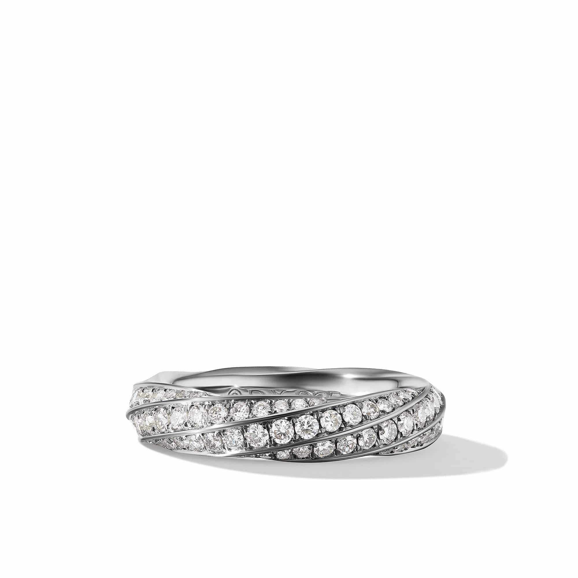 Cable Edge Band Ring in Recycled Sterling Silver with Pave Diamonds by ...