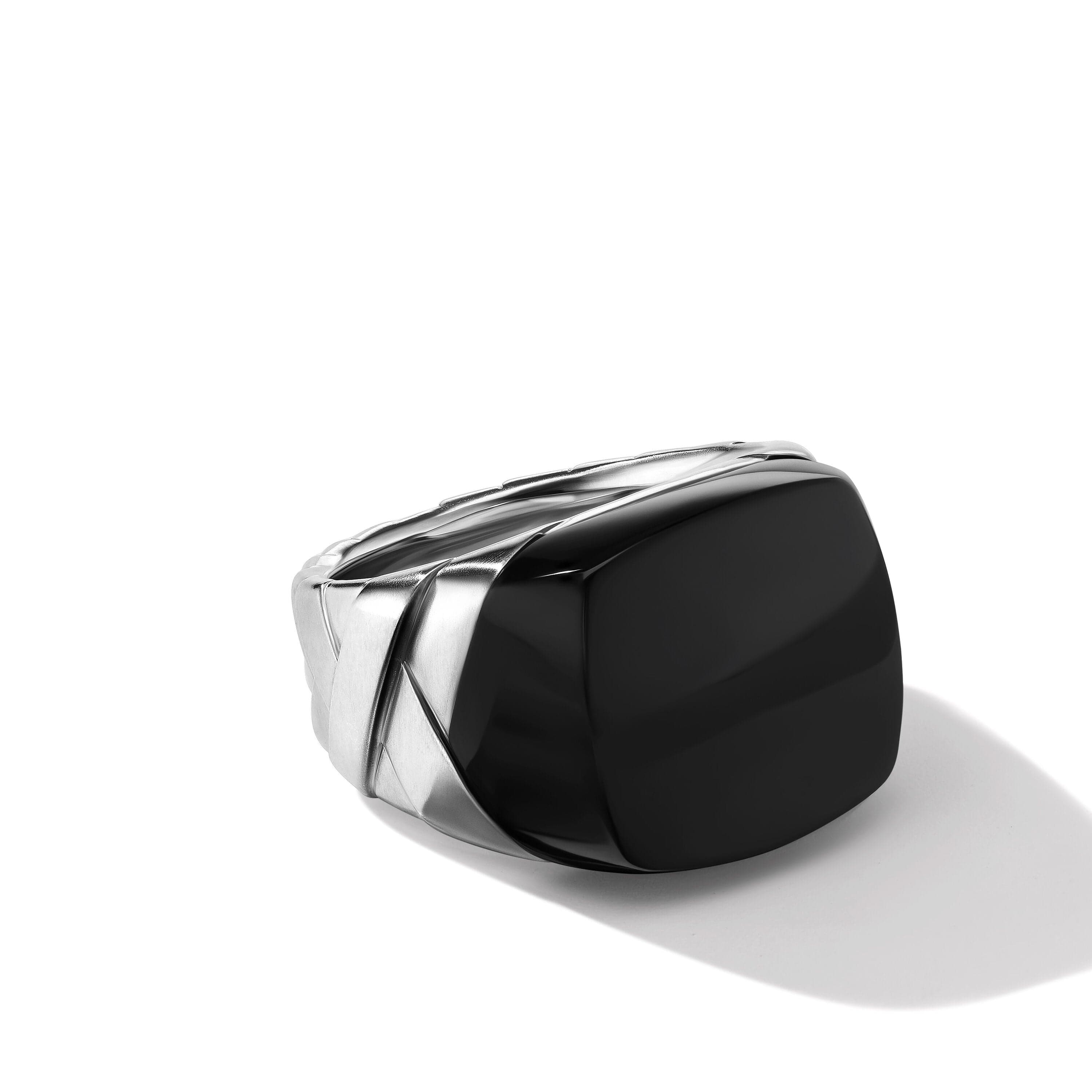 Cairo Mummy Wrap Signet Ring in Sterling Silver with Black Onyx by ...