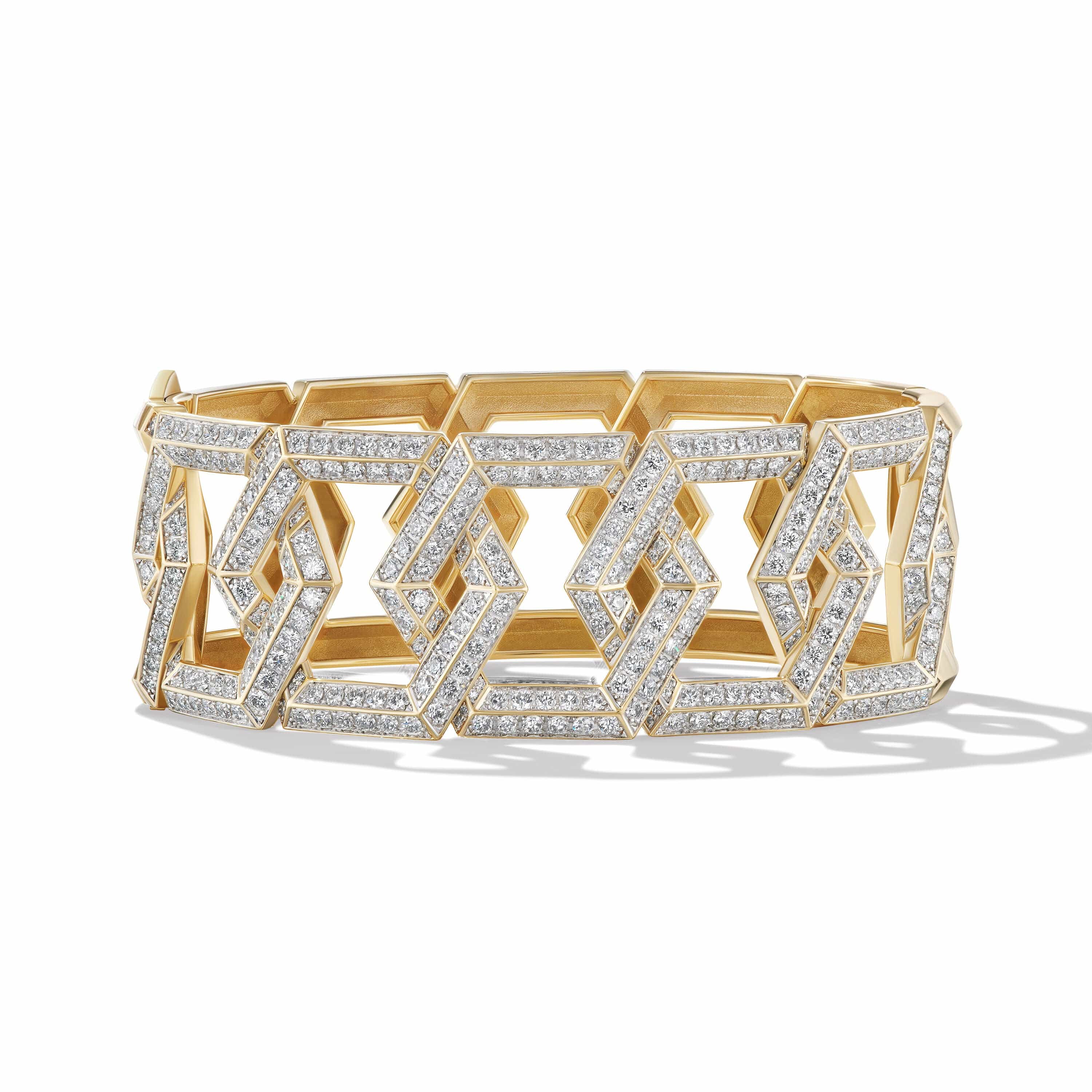 Carlyle Bracelet in 18K Yellow Gold with Pave Diamonds by David Yurman ...