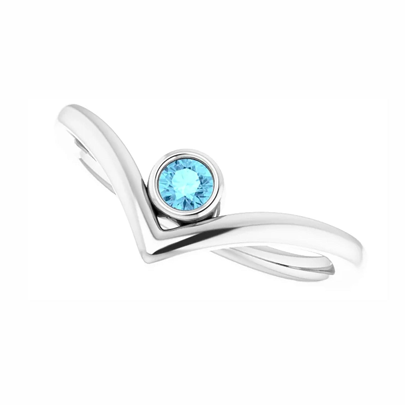 Chevron Ring with Aquamarine Accent by Diamond Cellar | Diamond Cellar