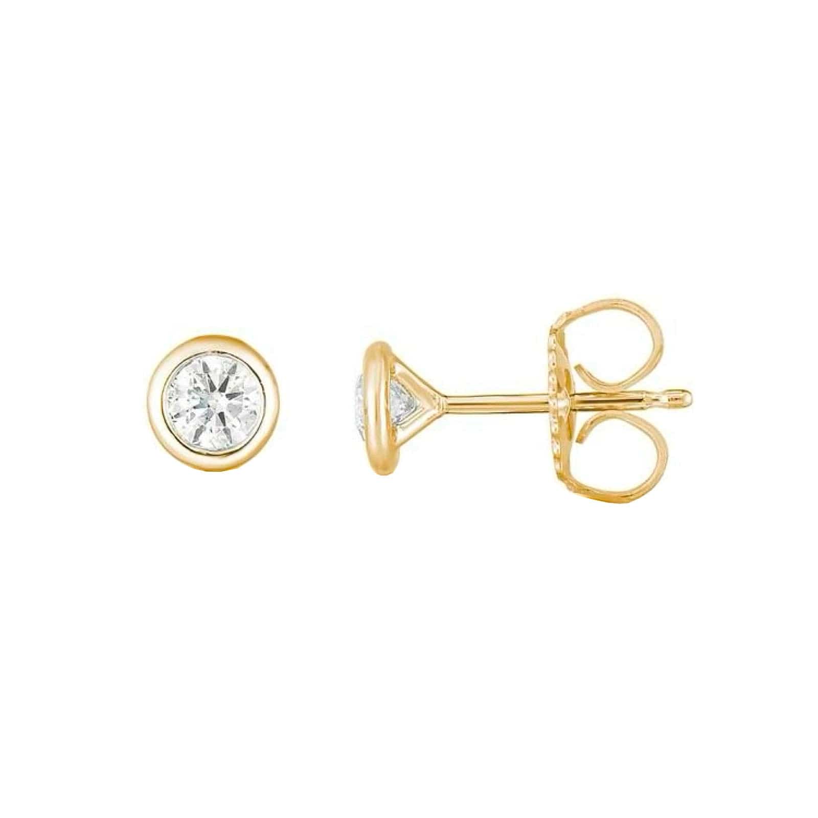Diamond Bezel Set Stud Earrings by Diamond Cellar | Diamond Cellar