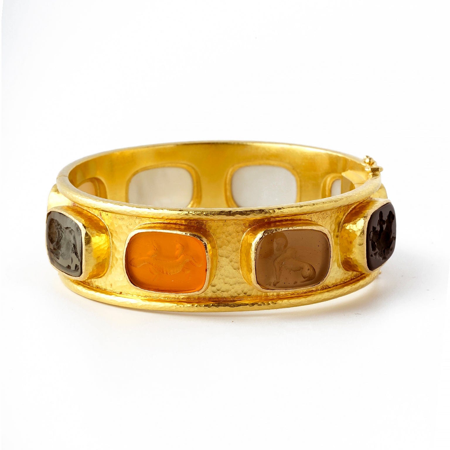 Neutral 'Antique Animals' Flat Narrow Bangle by Elizabeth Locke Jewels ...