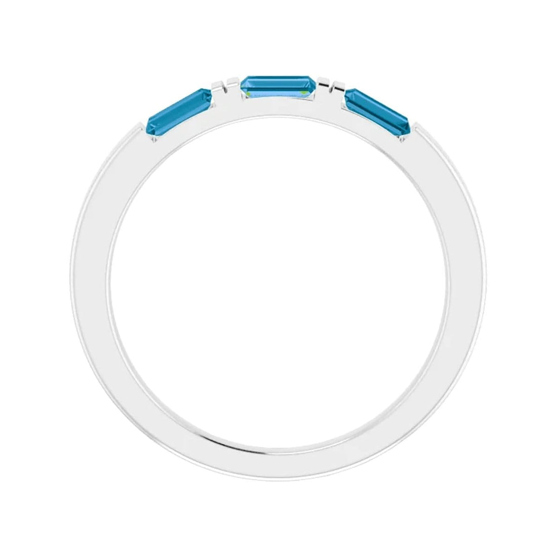 Three Stone Ring in London Blue Topaz by Diamond Cellar | Diamond Cellar